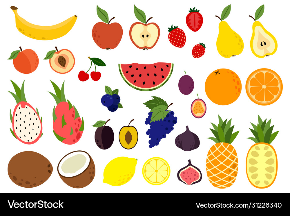 Doodle fruits collection Royalty Free Vector Image