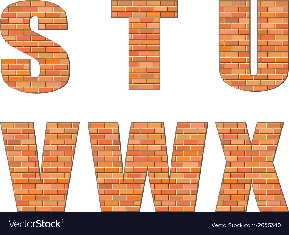 Font build out red bricks Royalty Free Vector Image
