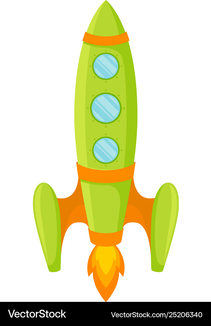 Green rocket with portholes and stripe Royalty Free Vector