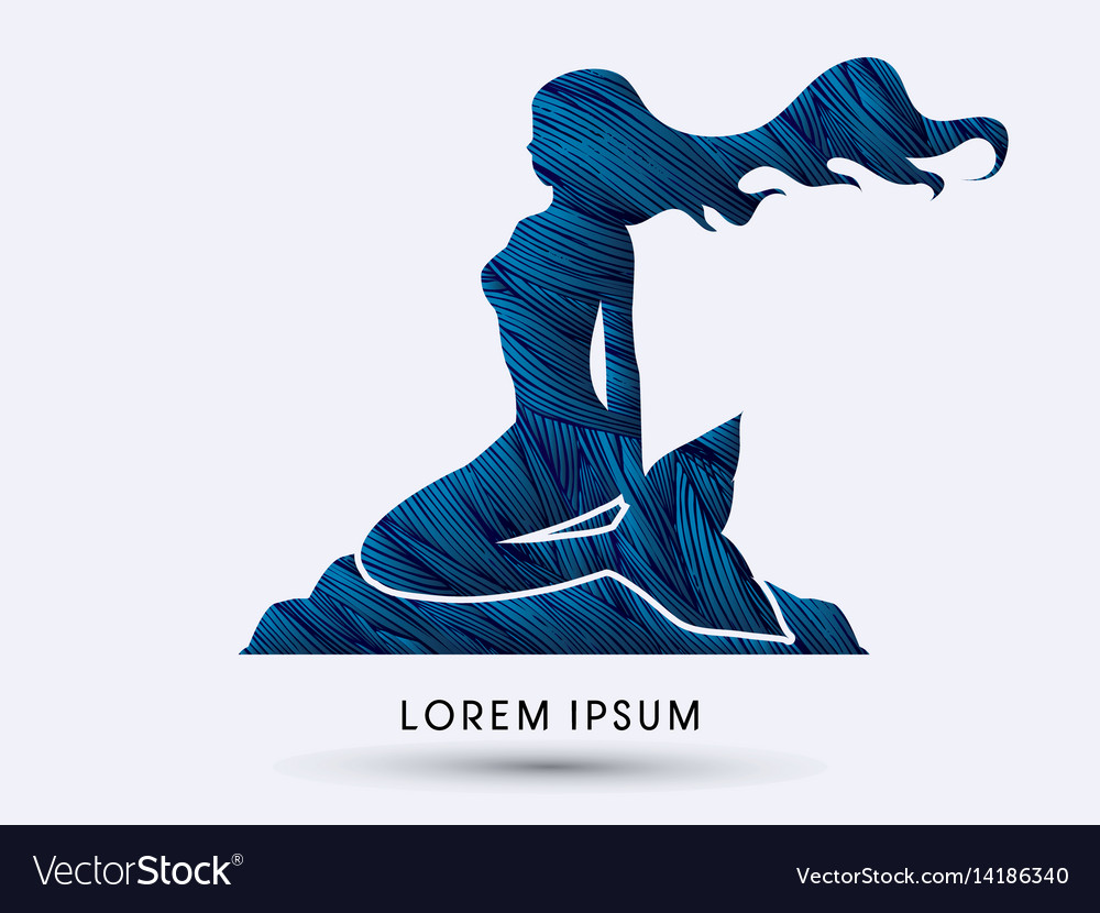 Mermaid Sitting On Rock Royalty Free Vector Image