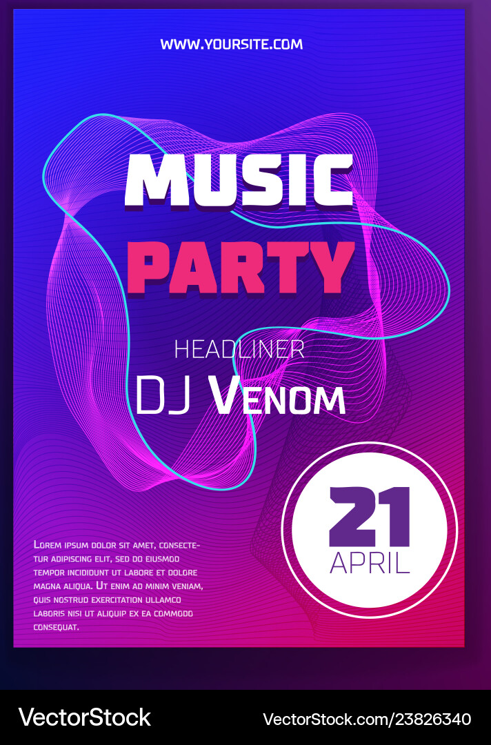 Music poster dynamic gradient shape and line Vector Image