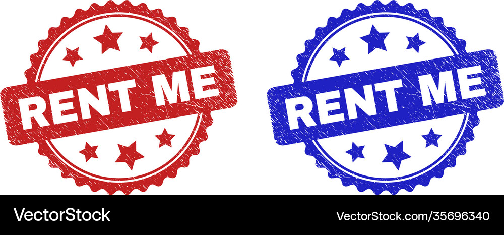 Rent me rosette stamps with corroded texture Vector Image