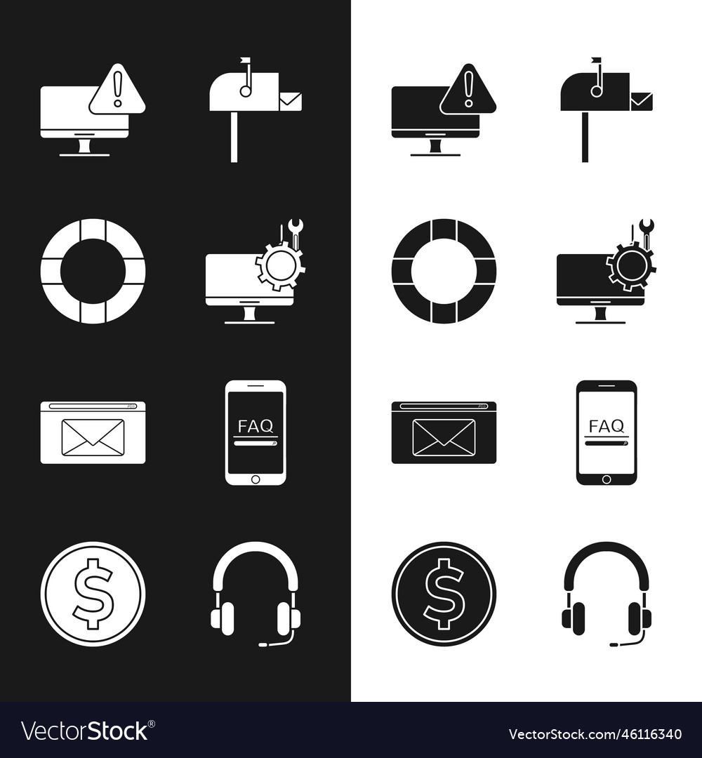 Set computer monitor service lifebuoy monitor Vector Image Set computer monitor service lifebuoy monitor Vector Image