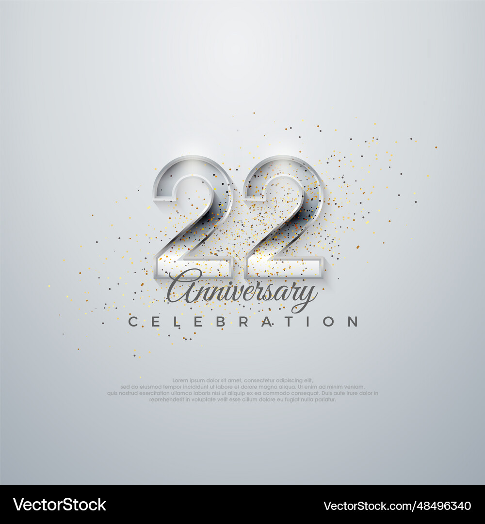Silver elegant number 22nd on a glossy white Vector Image