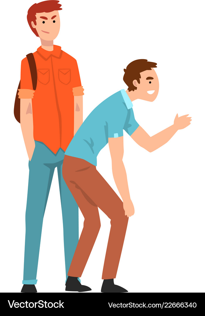 Two young men scoffing at someone conflict Vector Image