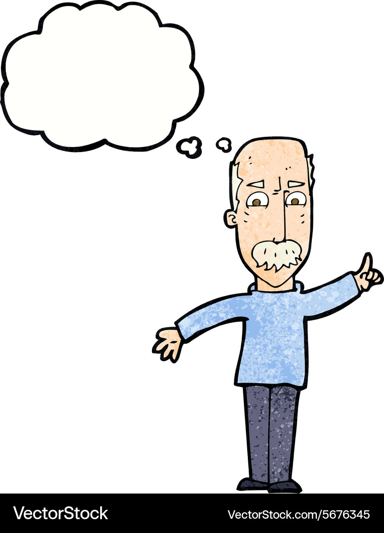 Cartoon man issuing stern warning with thought Vector Image