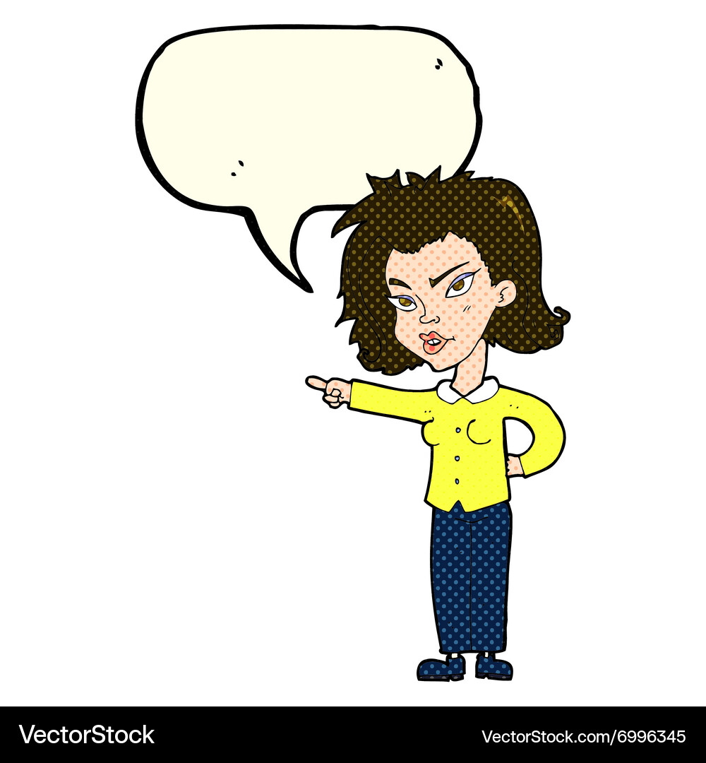 Cartoon woman pointing with speech bubble Vector Image