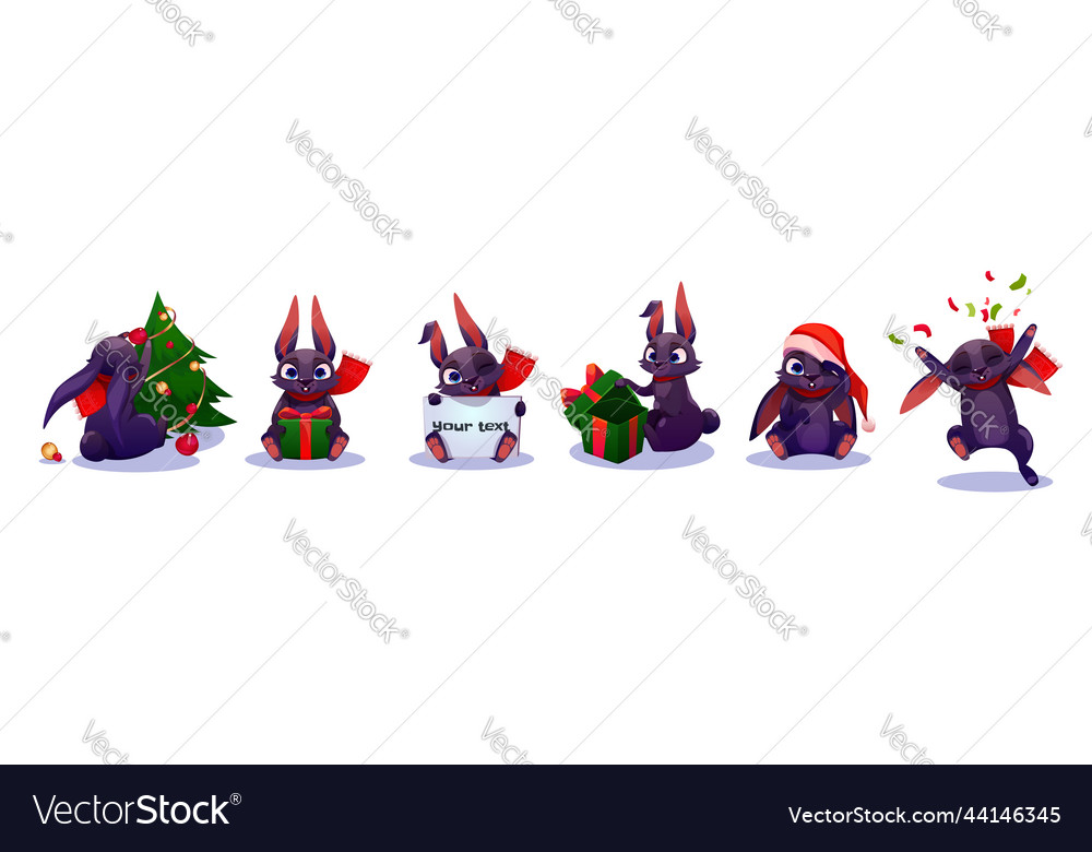 Christmas rabbit cute cartoon new year bunny Vector Image