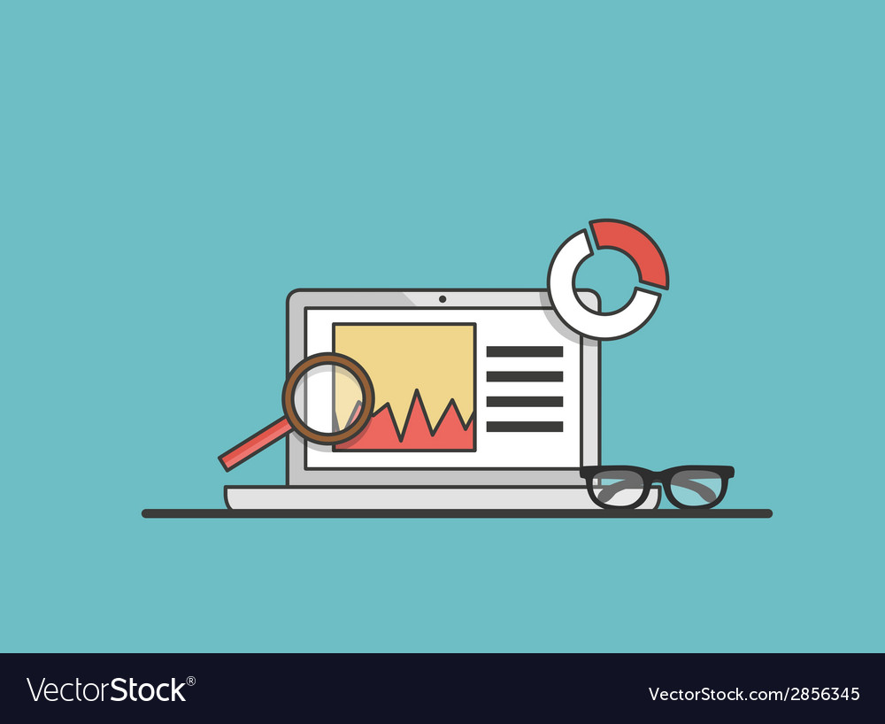 Flat of web analytics information Royalty Free Vector Image