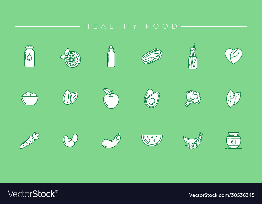 Healthy food concept line style icons set Vector Image