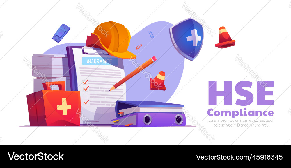 Hse compliance cartoon banner Royalty Free Vector Image