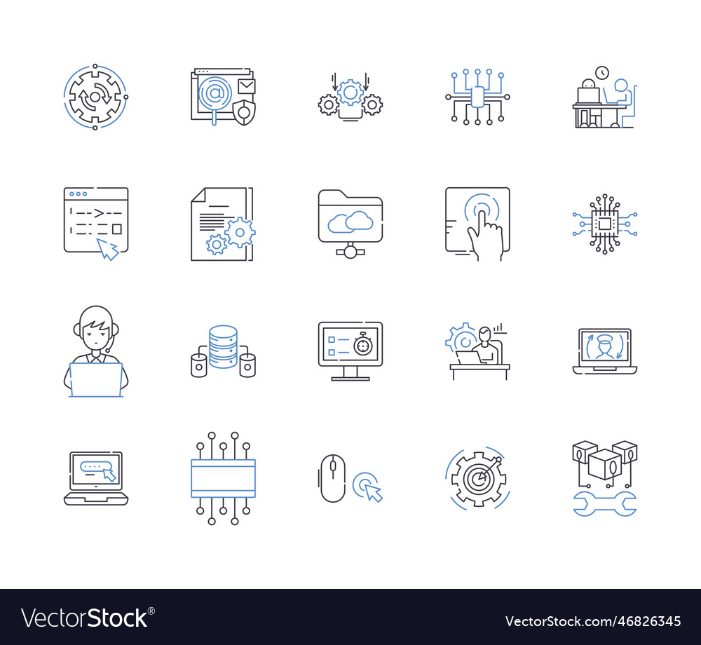 Mobile application line icons collection Vector Image