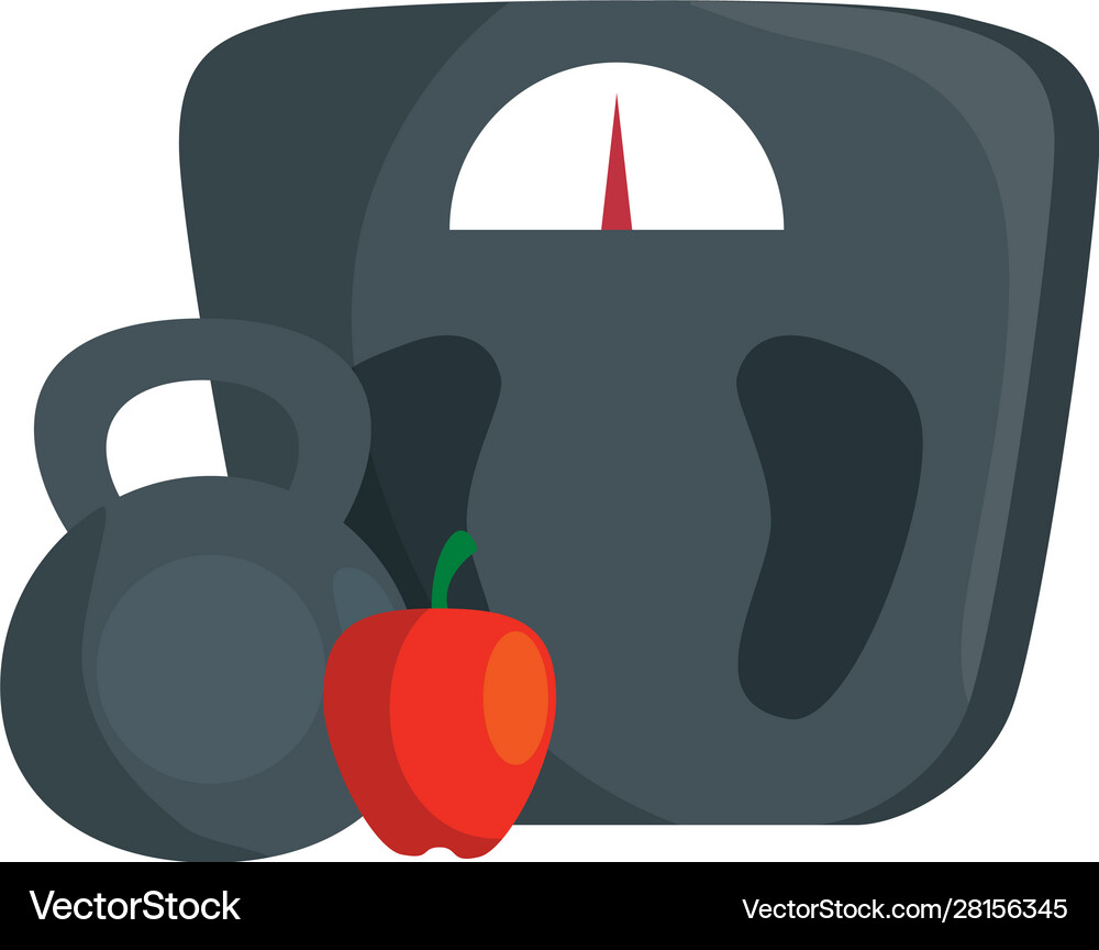 Scale measure weight with set icons Royalty Free Vector