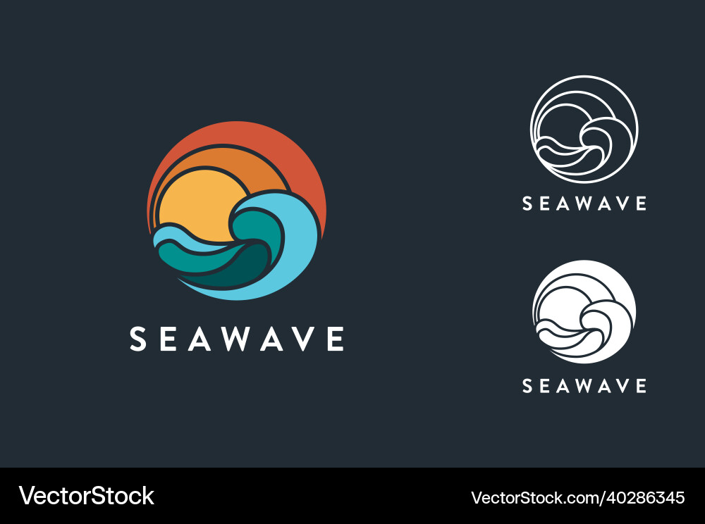 Set modern abstract flat colorful sea wave logo Vector Image