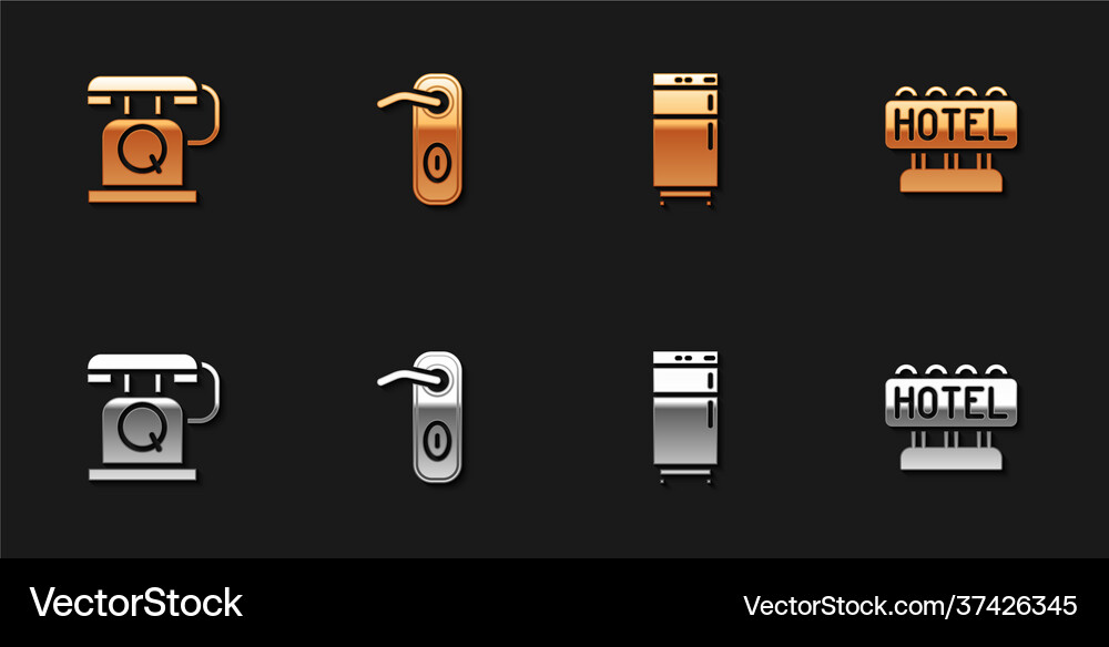 Set telephone handset door handle refrigerator Vector Image