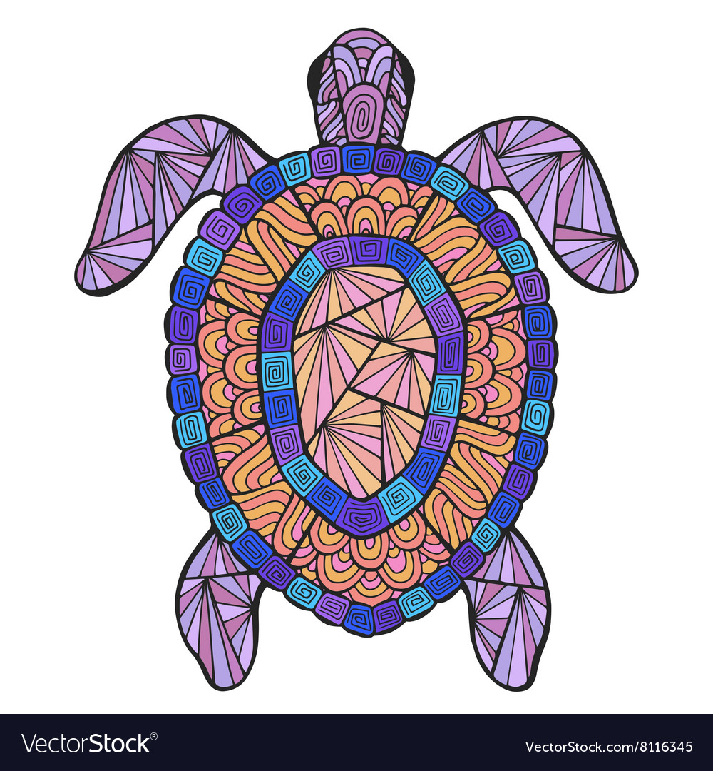 Stylized turtle with ethnic pattern Royalty Free Vector