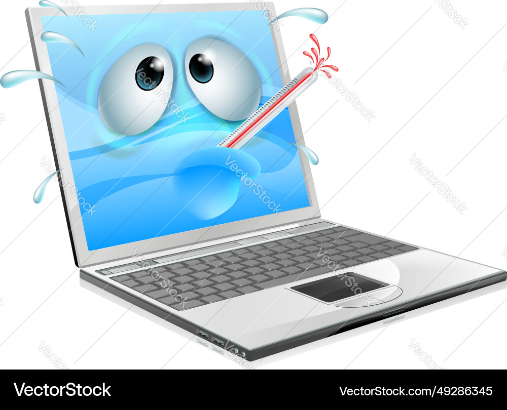 Unwell laptop computer virus cartoon Royalty Free Vector
