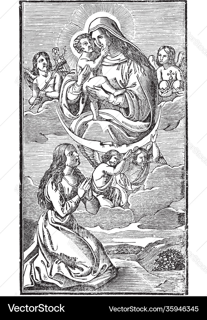 Vintage antique religious biblical drawing Vector Image