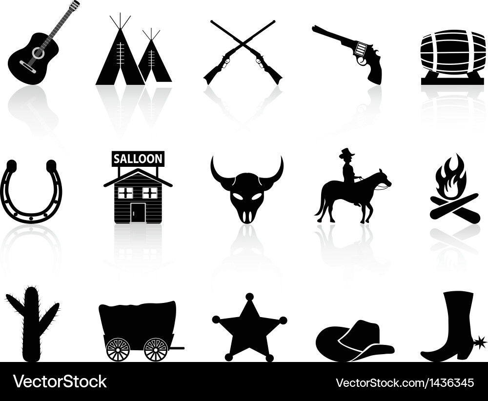 Wild West Cowboys icons set Royalty Free Vector Image