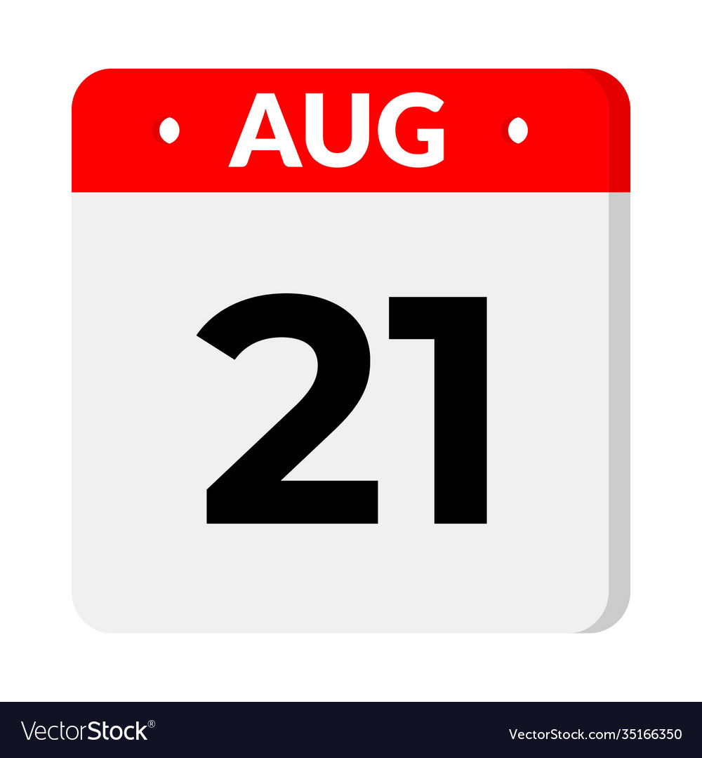 21 august calendar icon Royalty Free Vector Image