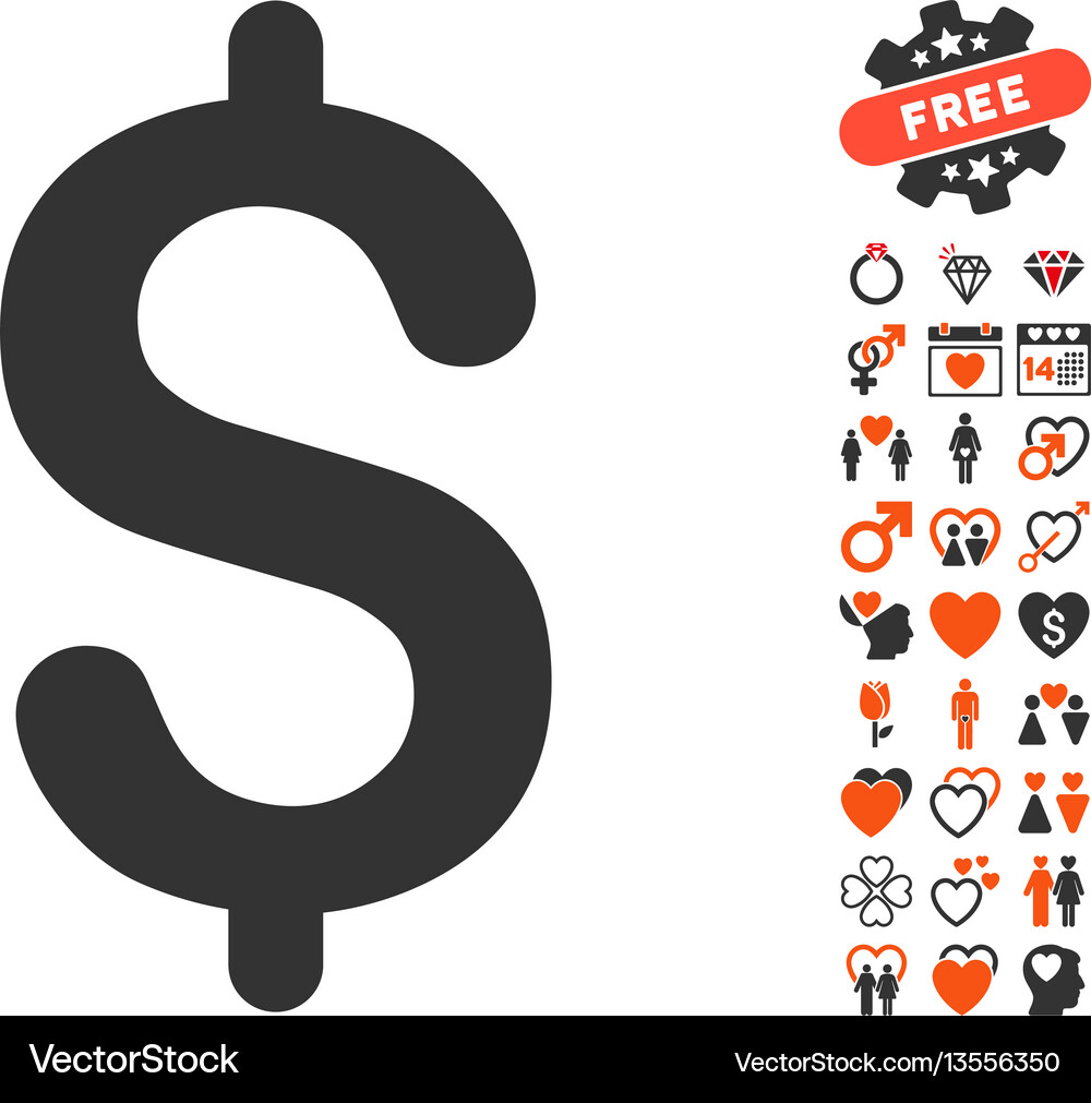 Dollar icon with love bonus Royalty Free Vector Image