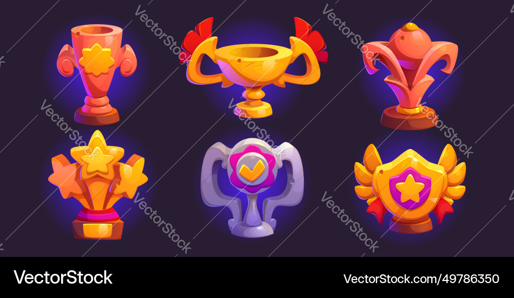 Game award goblet and trophy cup for gui design Vector Image