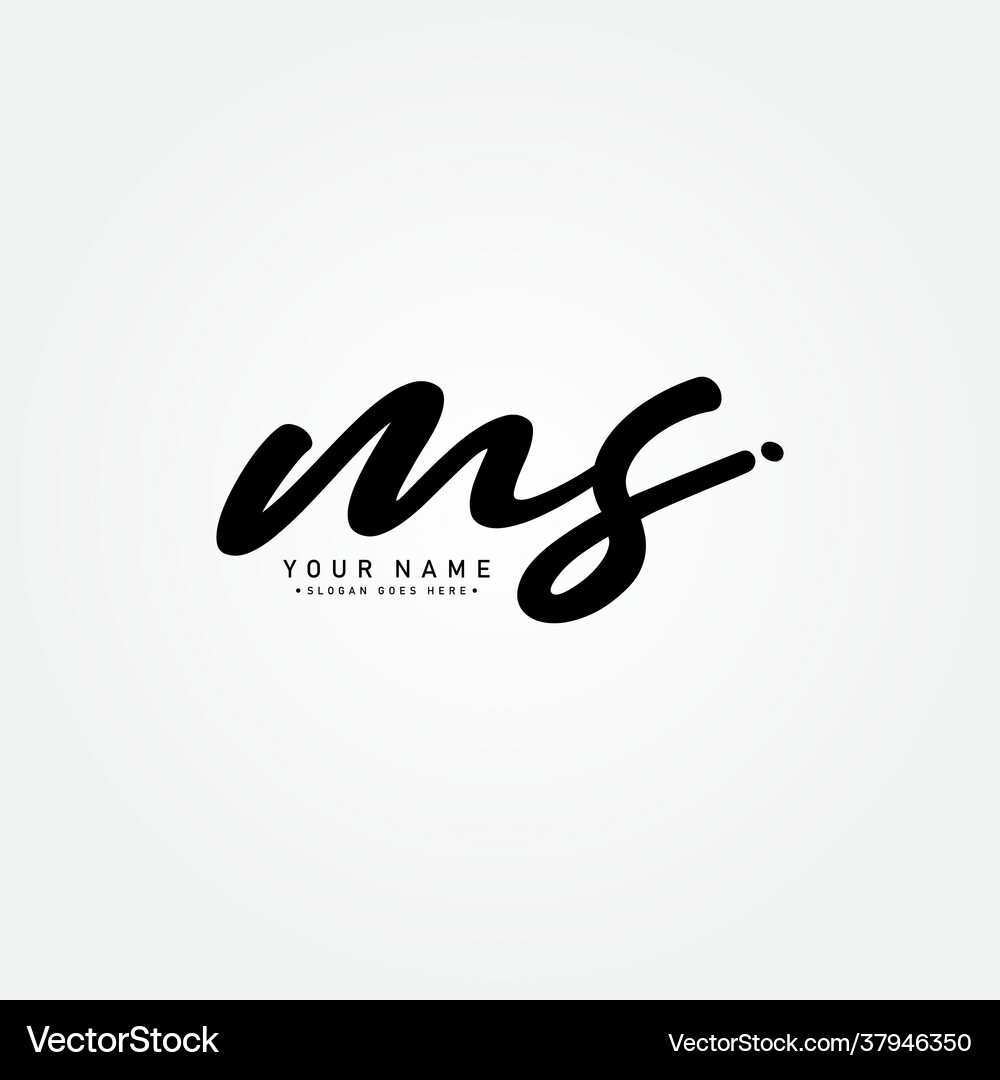 Initial letter ms logo - handwritten signature Vector Image