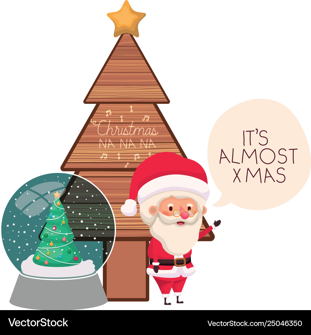 Santa claus with christmas tree Royalty Free Vector Image