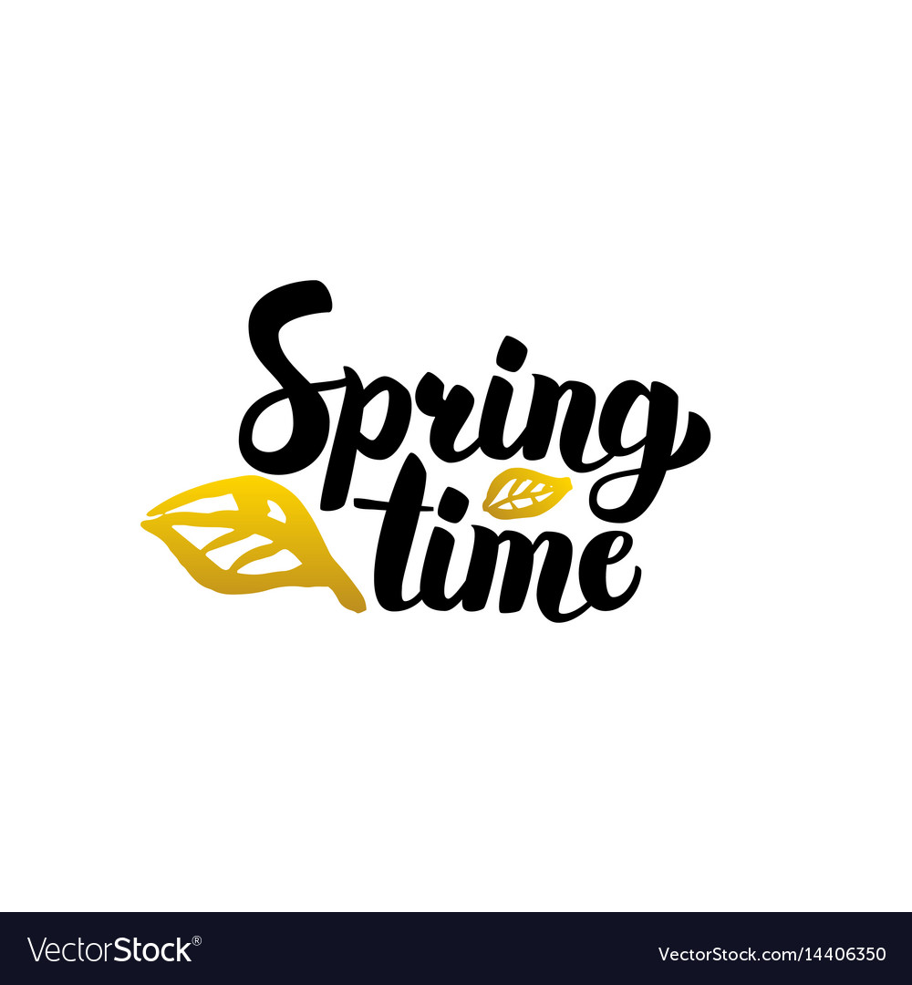 Spring time handwritten lettering Royalty Free Vector Image