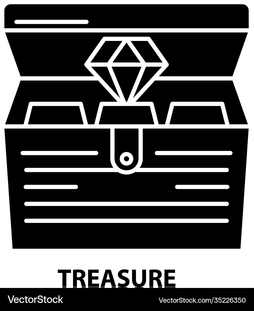 Treasure icon black sign with editable Royalty Free Vector