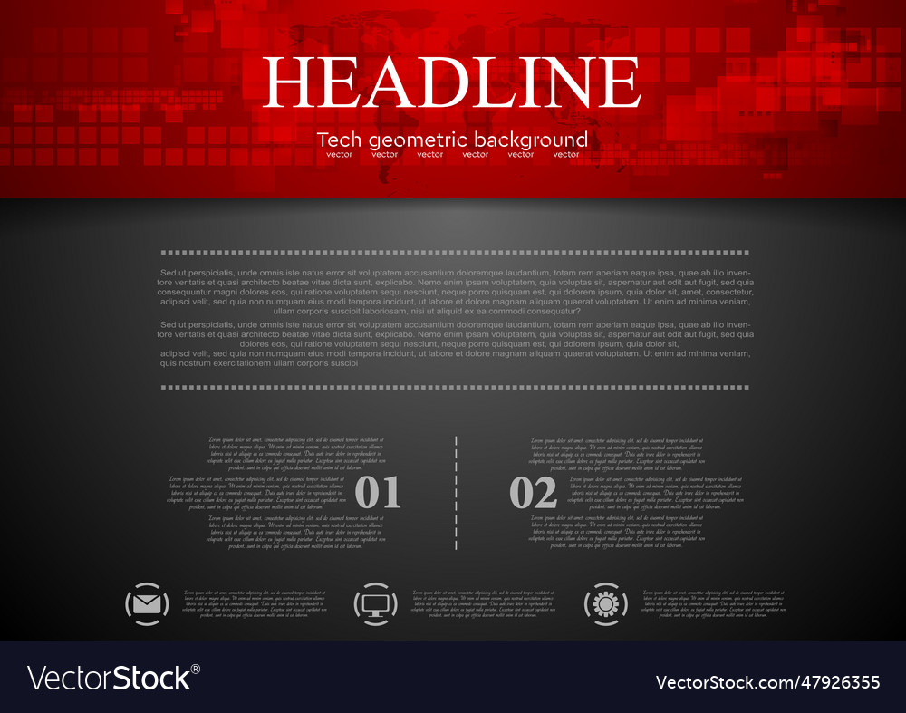 Black abstract background with red tech header Vector Image