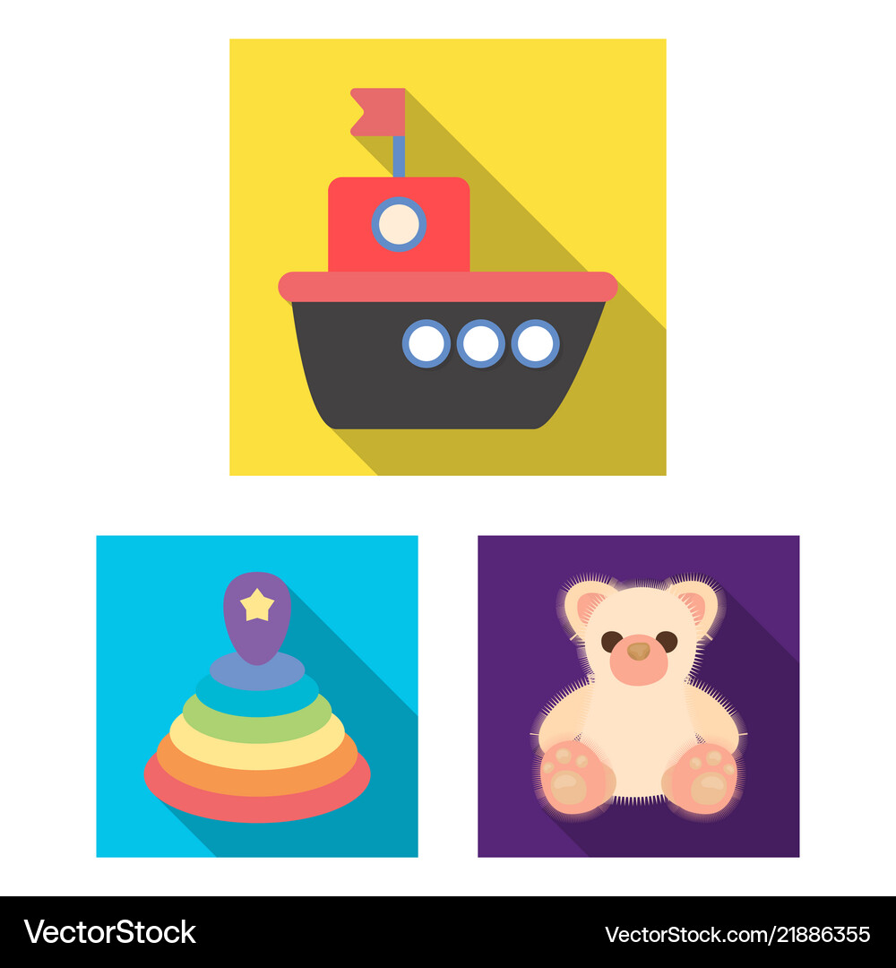 Children s toy flat icons in set collection Vector Image