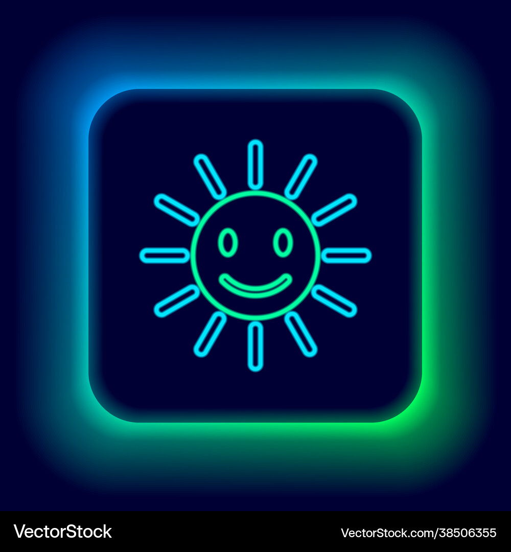 Glowing neon line cute sun with smile icon Vector Image