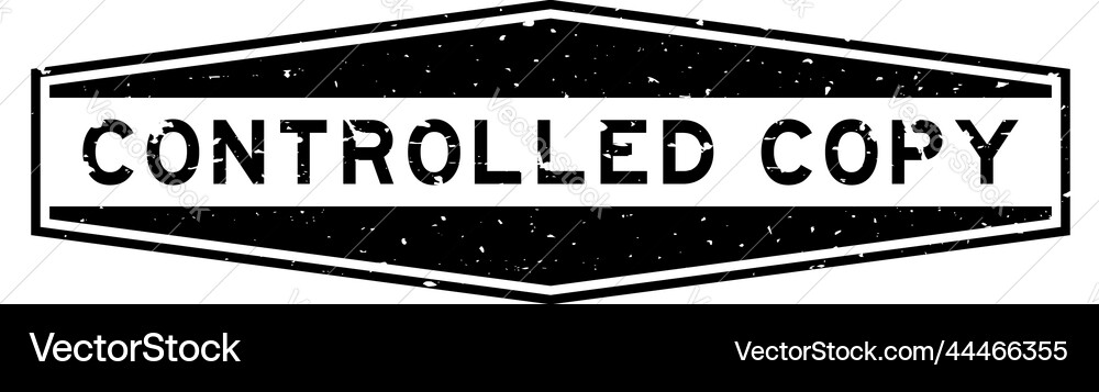 Grunge black controlled copy word hexagon rubber Vector Image