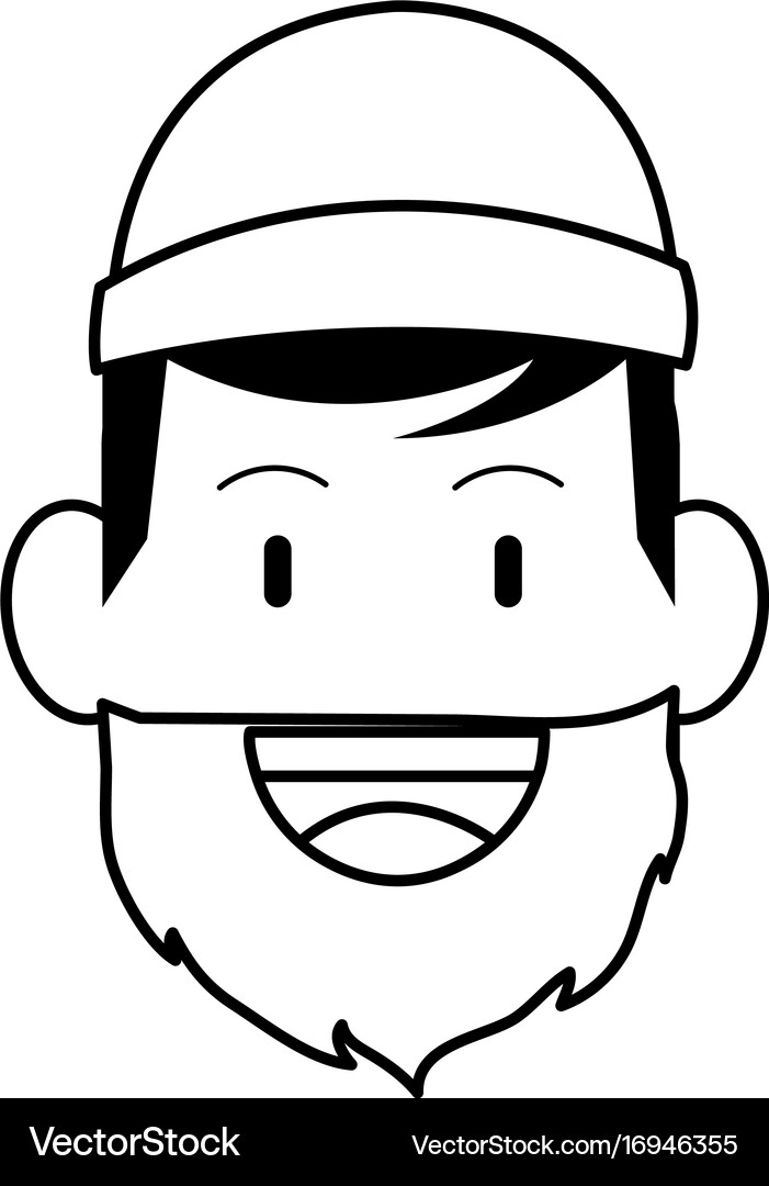 Happy smiling man with full beard and mustache Vector Image