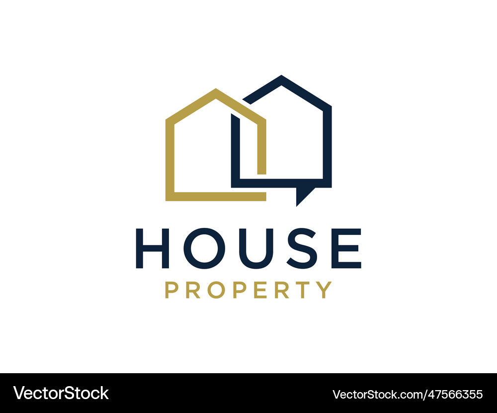 House logo gold symbol geometric linear Royalty Free Vector