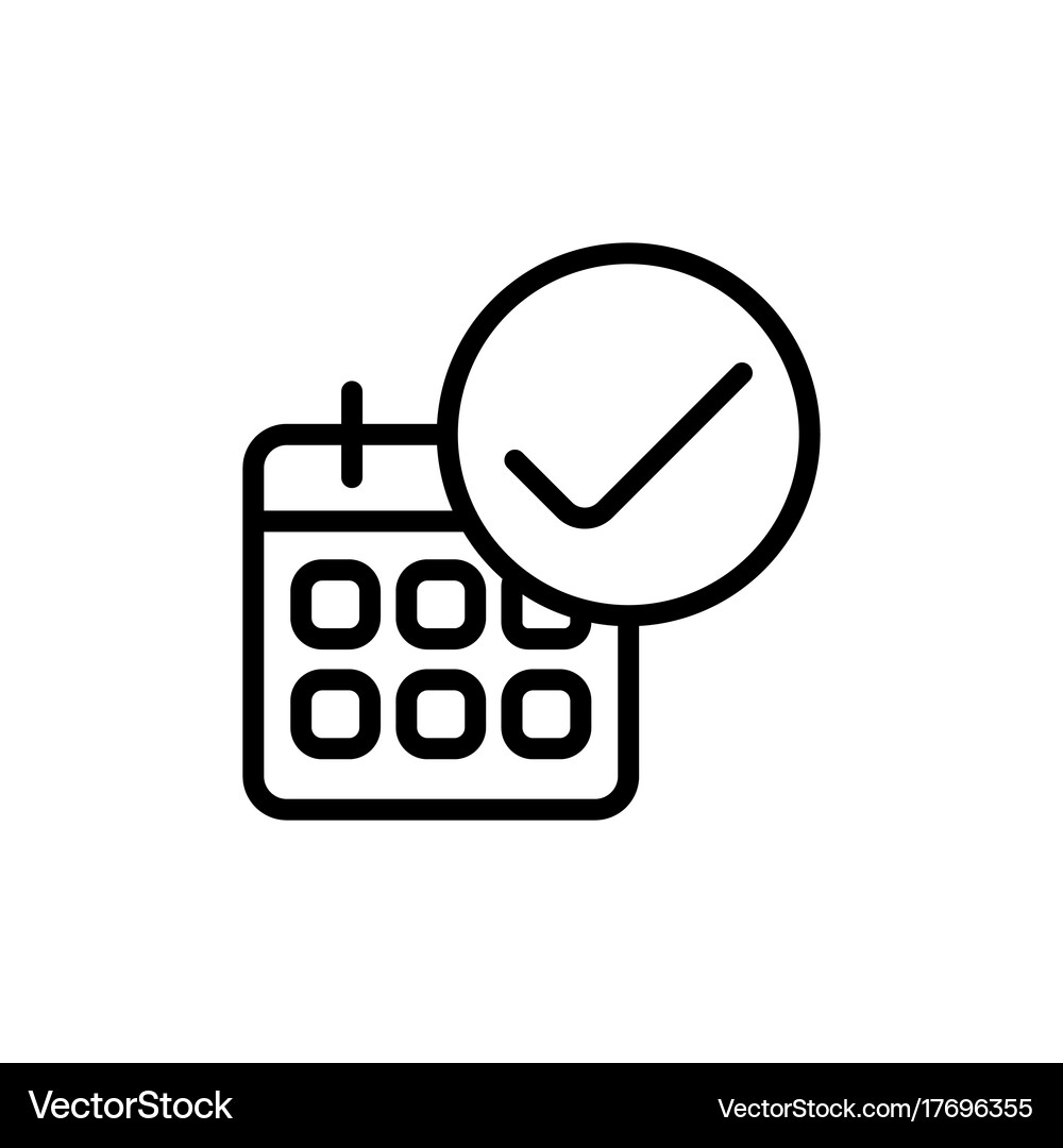 Line calendar ok icon on white background Vector Image