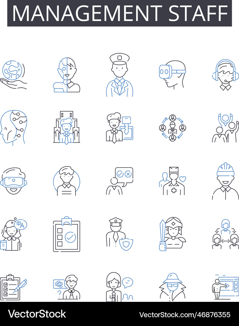 Management staff line icons collection executive Vector Image