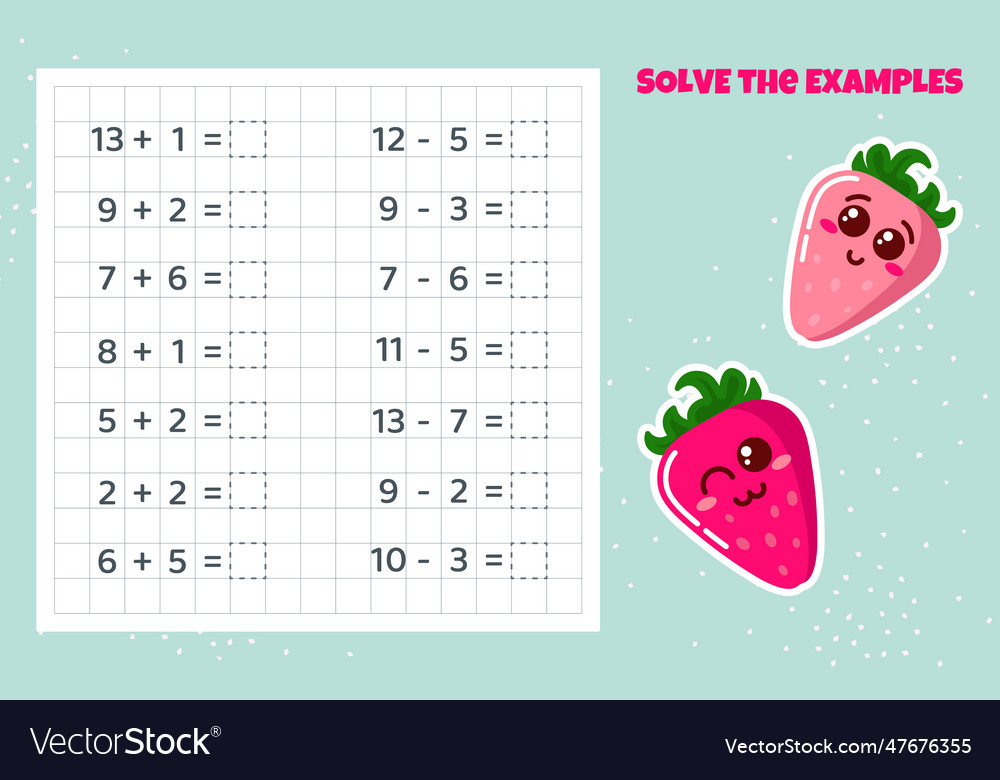 Math game for kids addition and subtraction Vector Image
