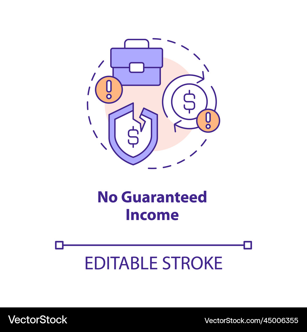 No guaranteed income concept icon Royalty Free Vector Image