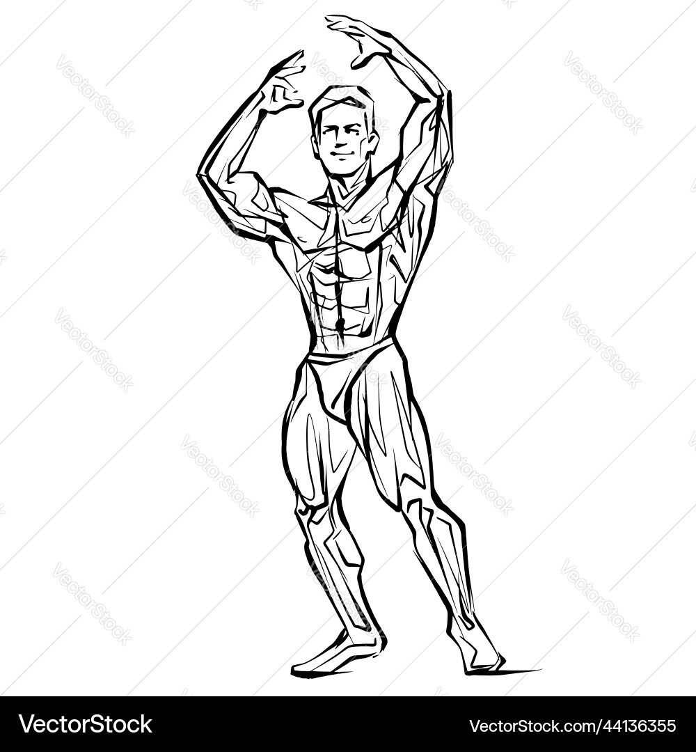 Posing bodybuilder isolated silhouette Royalty Free Vector