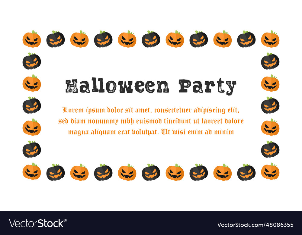Rectangle jack o lantern halloween frame border Vector Image