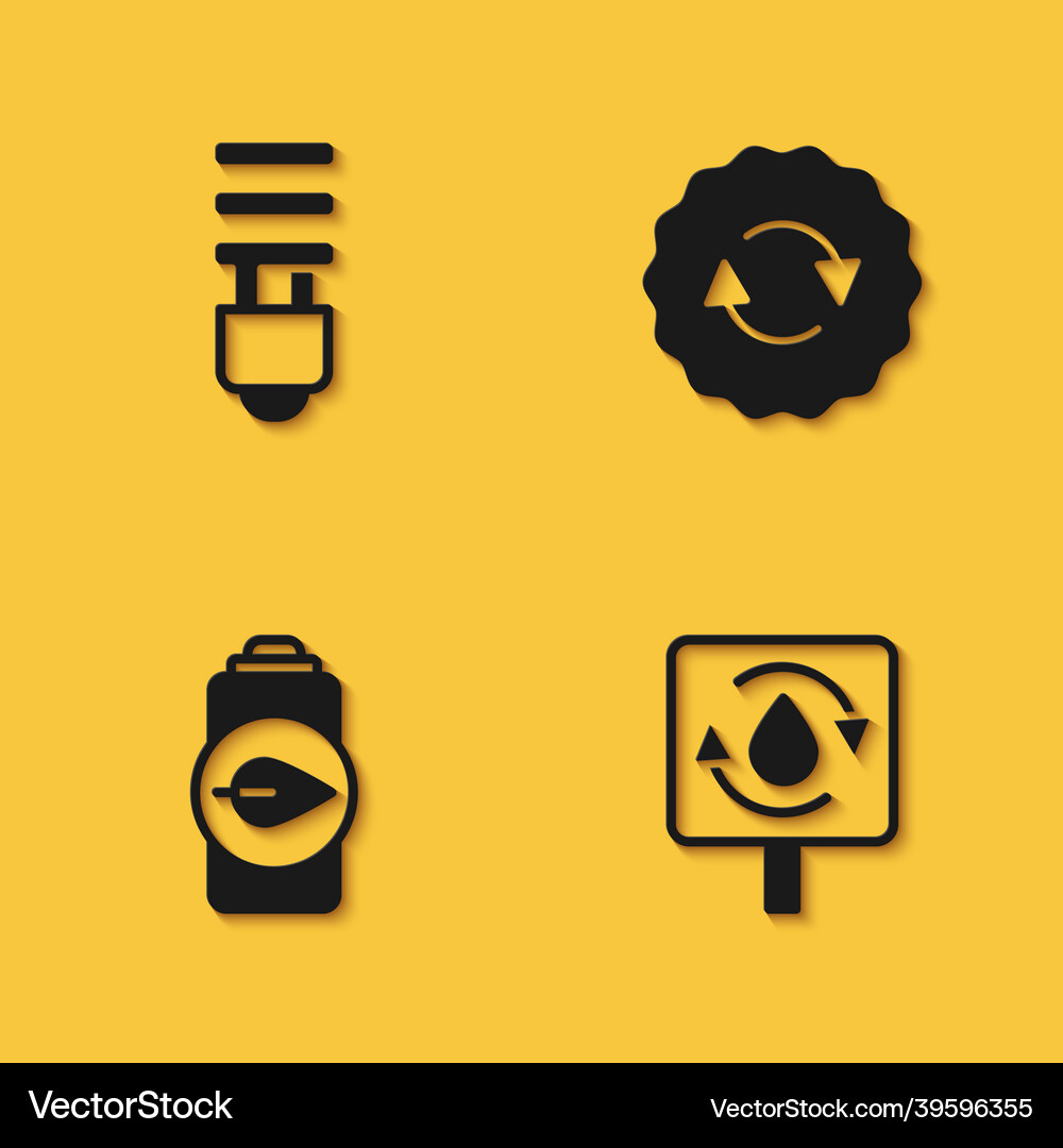 Set led light bulb recycle clean aqua eco nature Vector Image