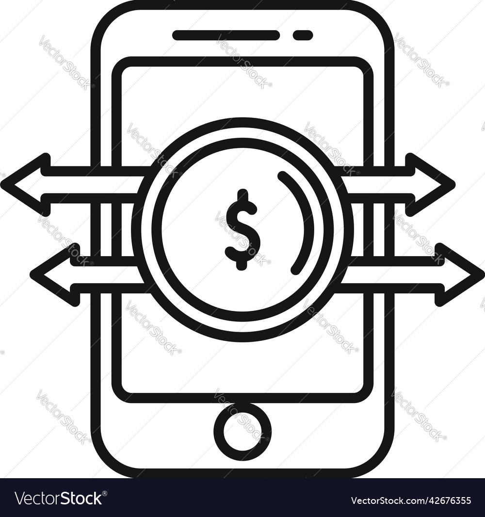 Smartphone monetize icon outline media Royalty Free Vector Smartphone monetize icon outline media Royalty Free Vector