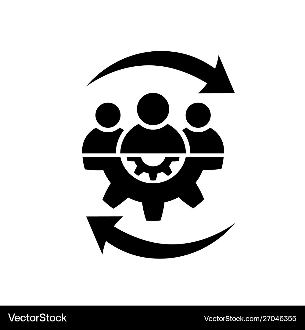 Teamwork icon in flat style team and gear symbol Vector Image