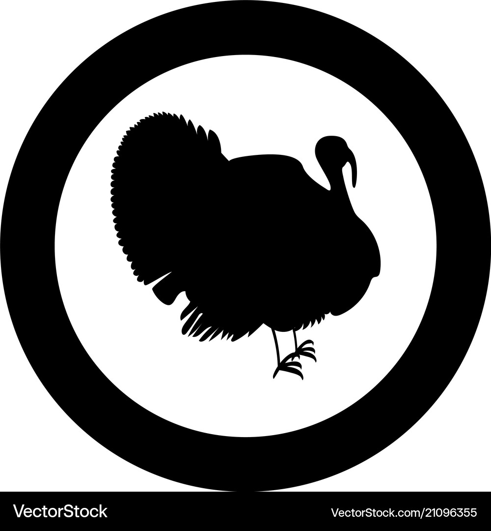 Turkey icon black color in circle round Royalty Free Vector
