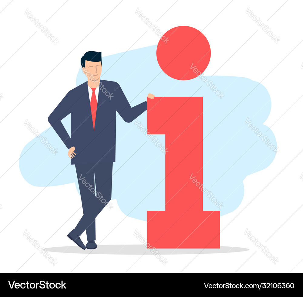A young man in suit presents information Vector Image