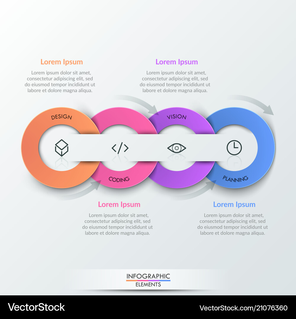 Four colorful rings placed in horizontal row Vector Image