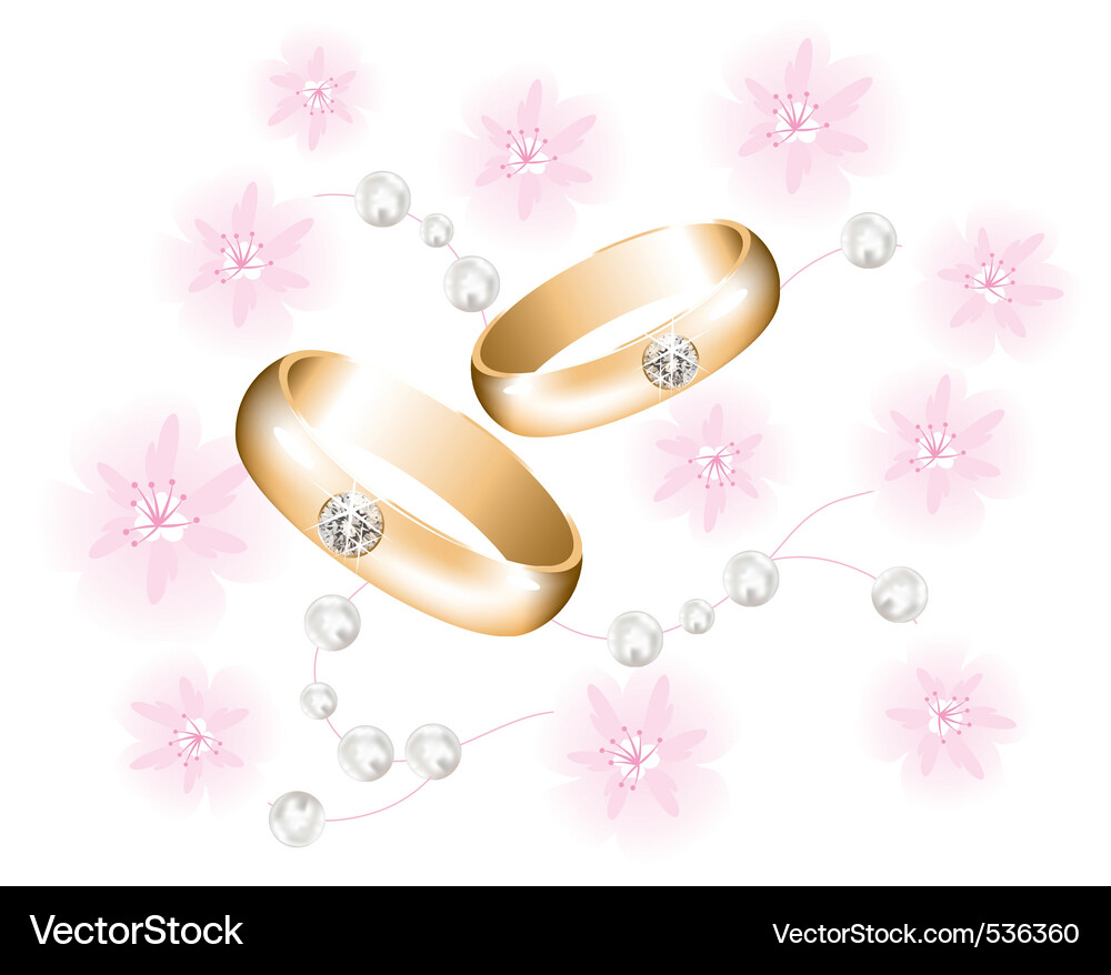 Golden wedding rings with diamonds Royalty Free Vector Image