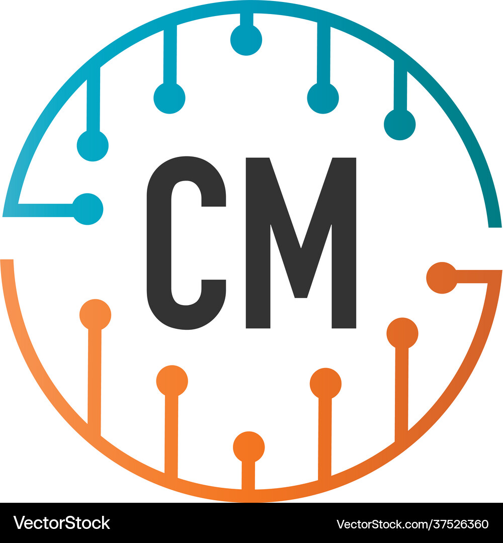 Initial letter cm future technology logo template Vector Image